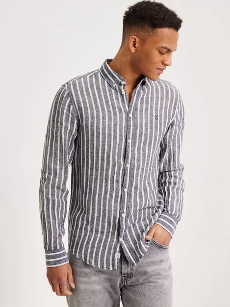 Köp Casual Friday CFAnton 0071 LS BD striped linen shirt - Dark Navy ... Köp Casual Friday CFAnton 0071 LS BD striped linen shirt - Dark Navy ...
