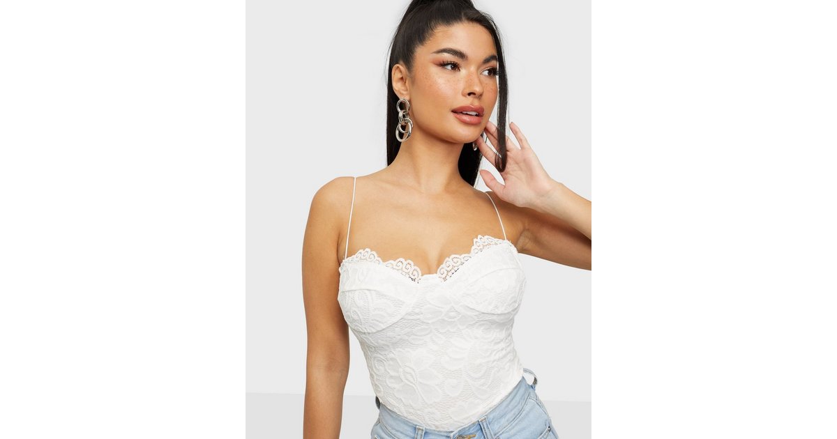 Buy Nelly Lace Strap Bodysuit White