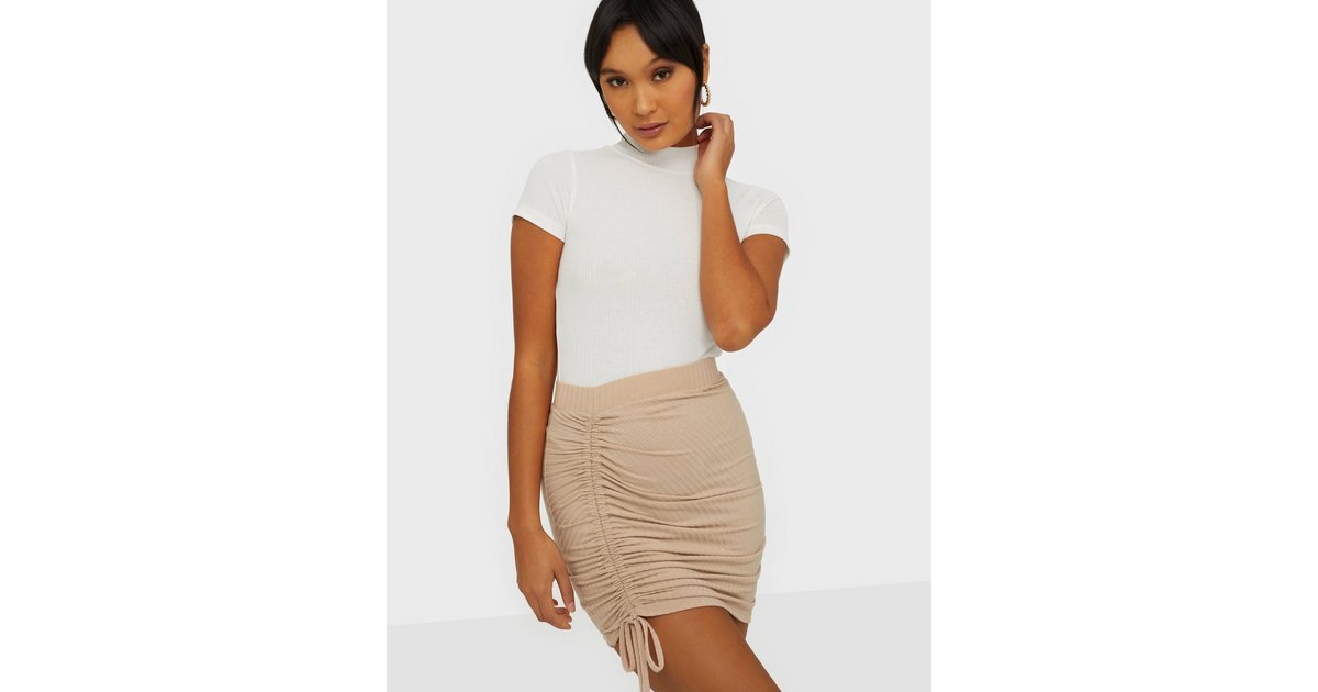 Buy Nelly Drawstring Rib Skirt - Beige 