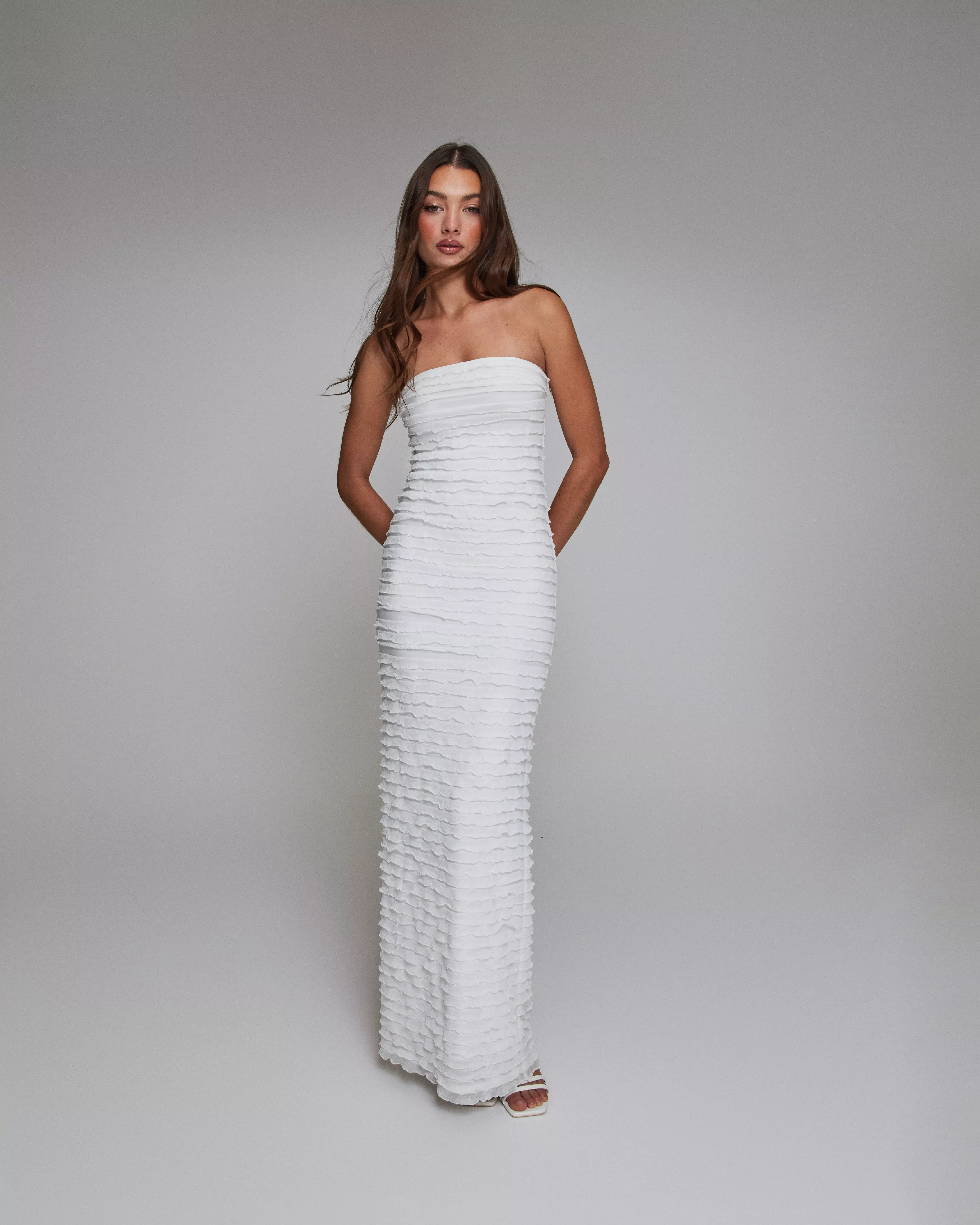 Køb Nelly Frill Bustier Dress Hvid